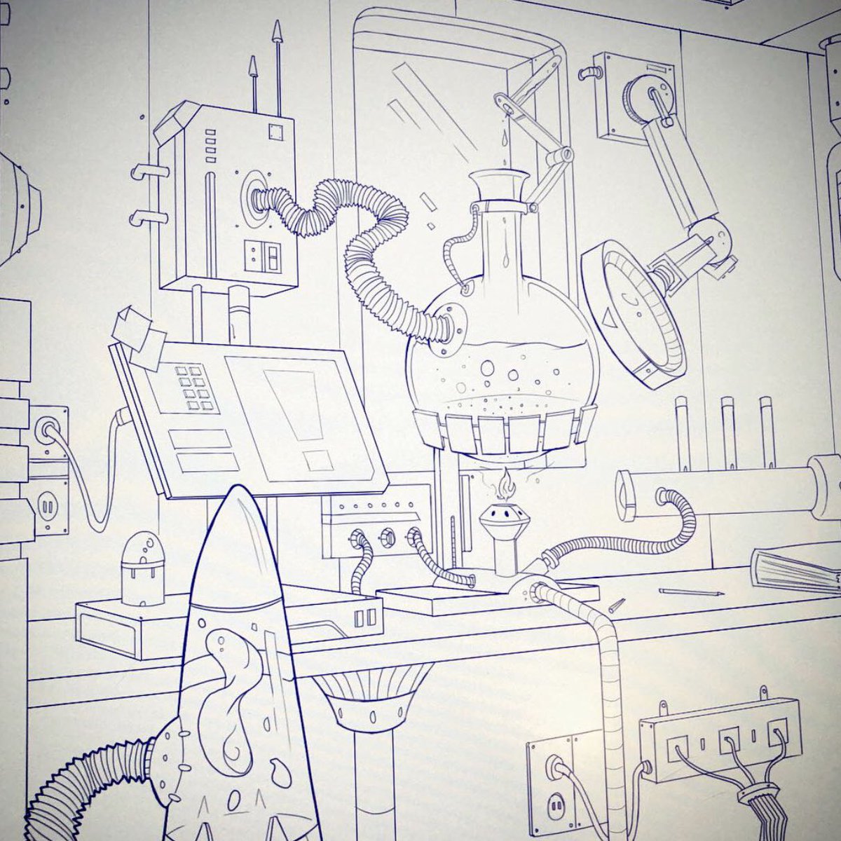 Scientist In Lab Drawing