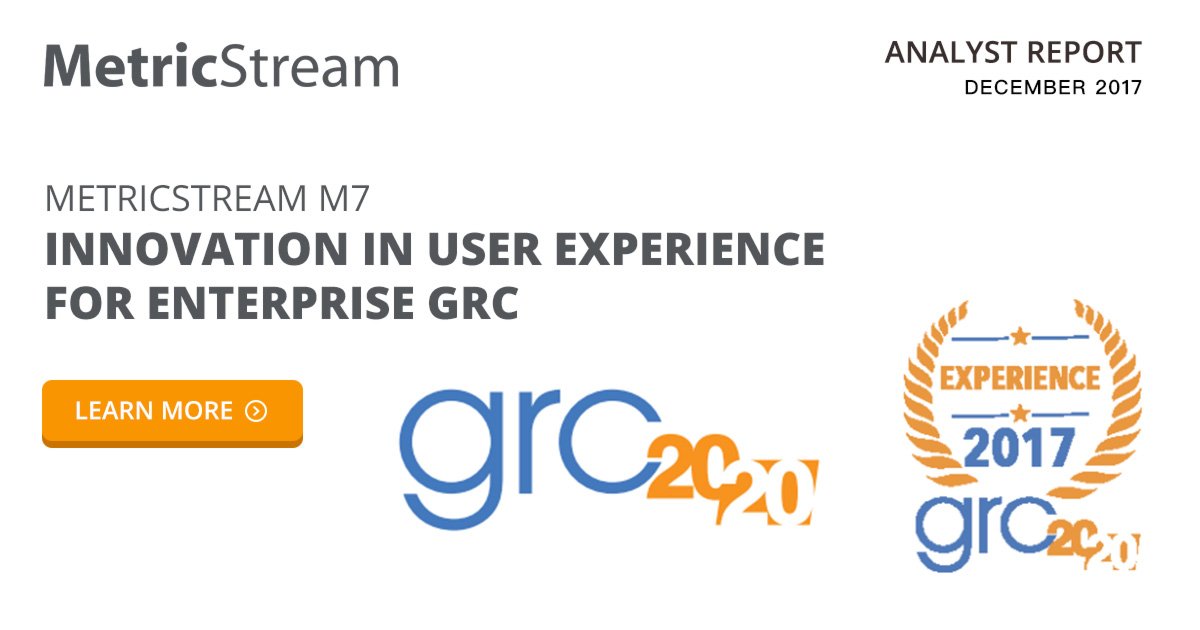 MetricStream on Twitter: "GRC 20/20 has recognized MetricStream with a 2017 #GRC User Experience ...