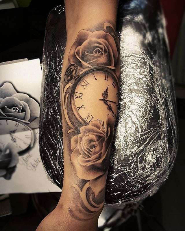 In Time Arm Clock Tattoo