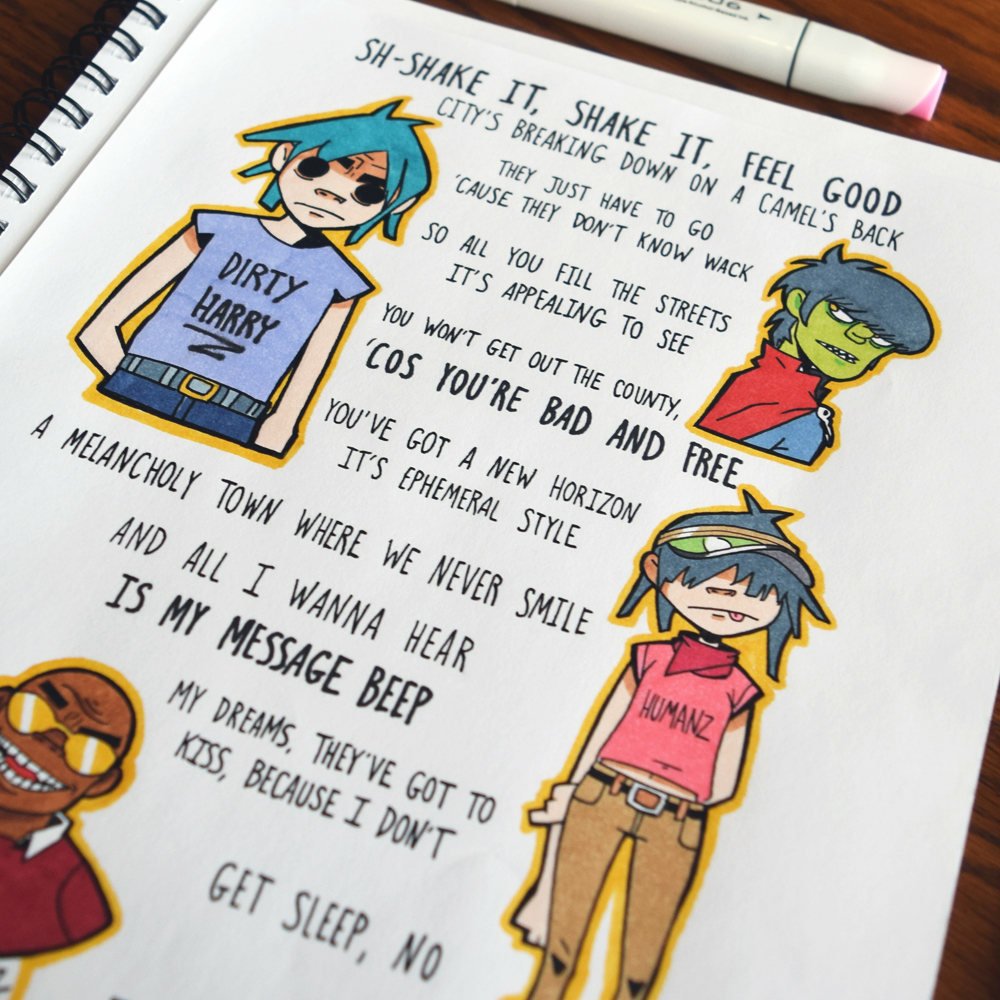 Gorillaz Noodle And 2d Kissing