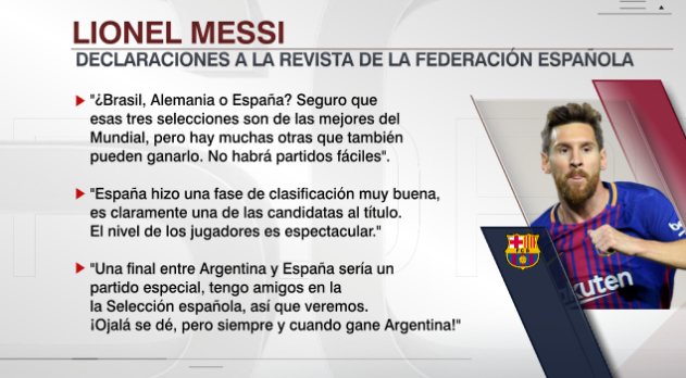 La revista de la le hizo una entrevista a Lionel Messi donde se habló ...