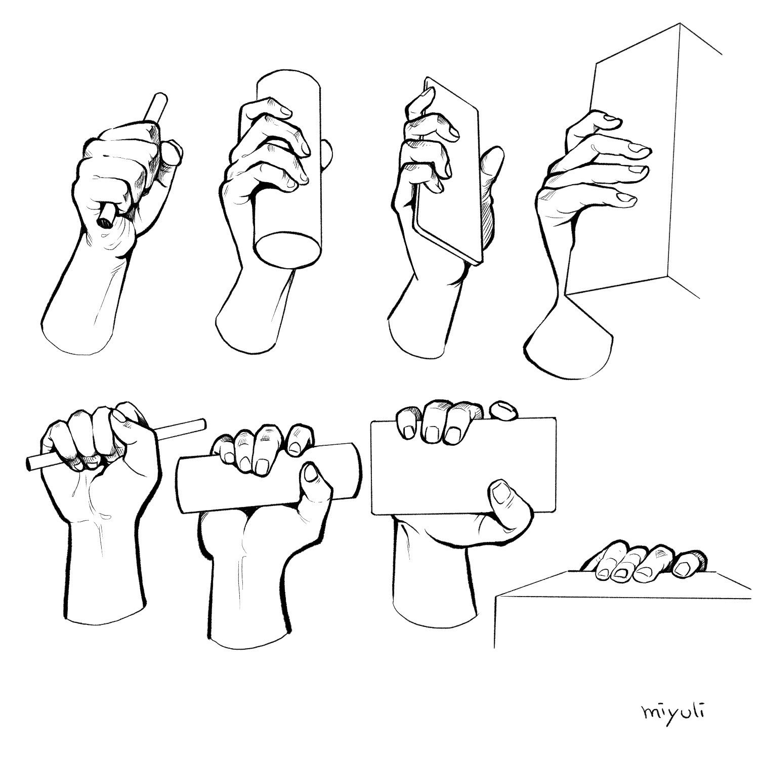 Drawing Hands Holding Objects
