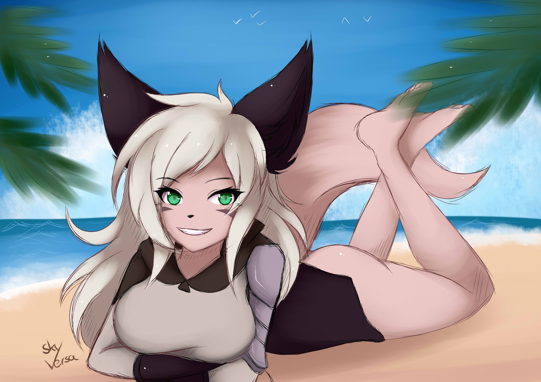 SkyVersa on Twitter: "Chilling on the beach~ #art #drawing #digitalart #kemono #furry #anthro # ...