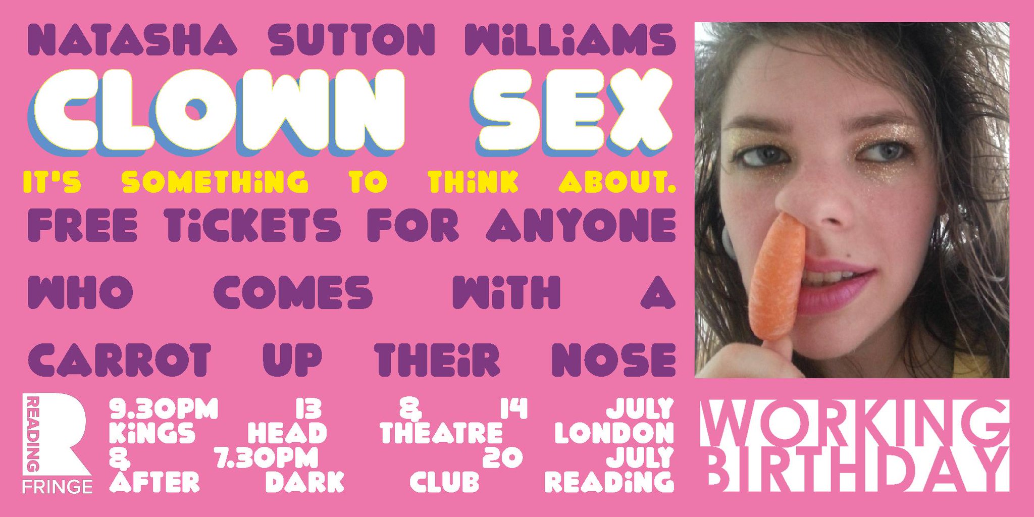 Natasha Sutton Williams on Twitter: "Organic carrots at the ready! #ClownSex is on tonight ...
