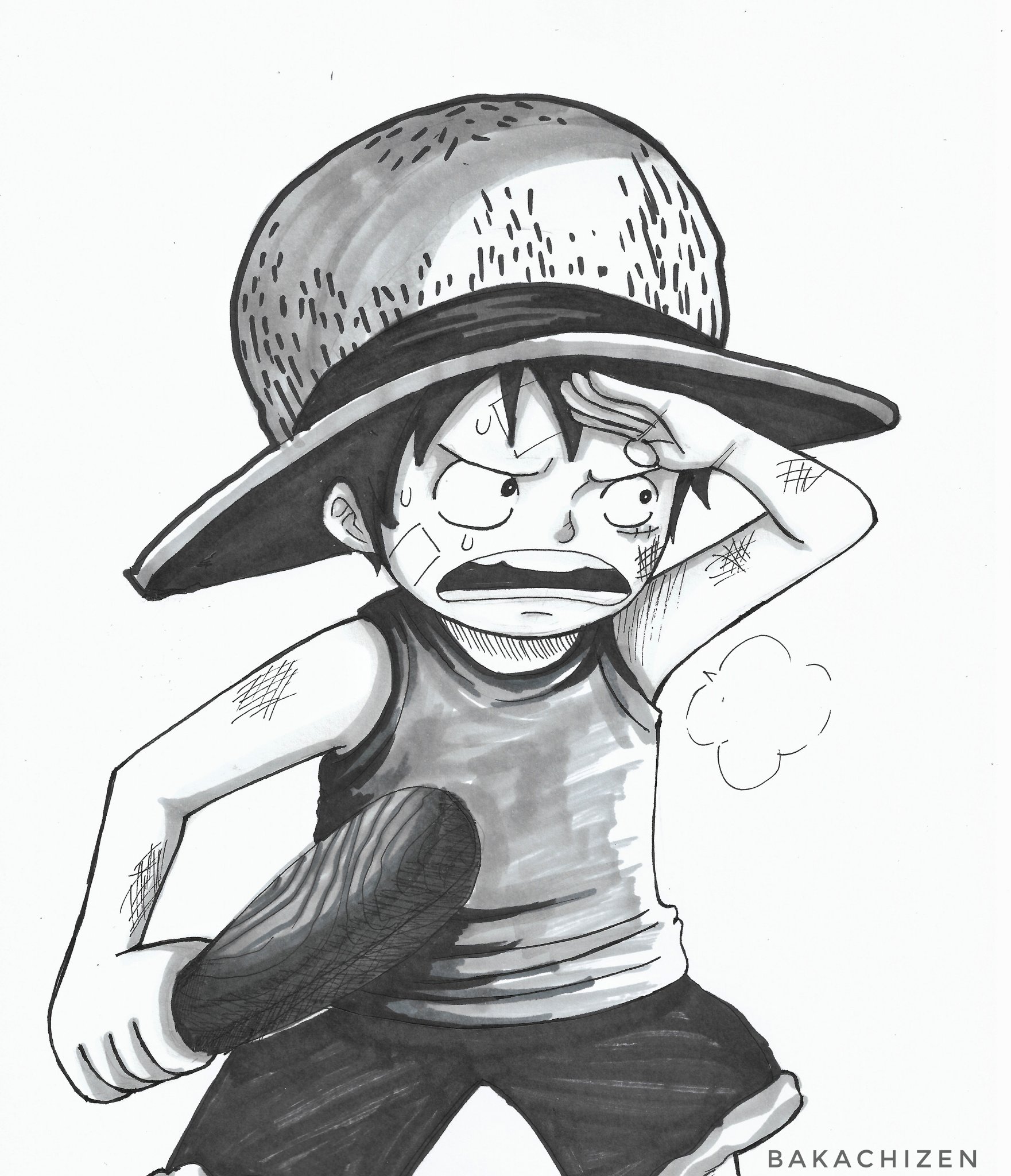 Luffy Drawing With Color
