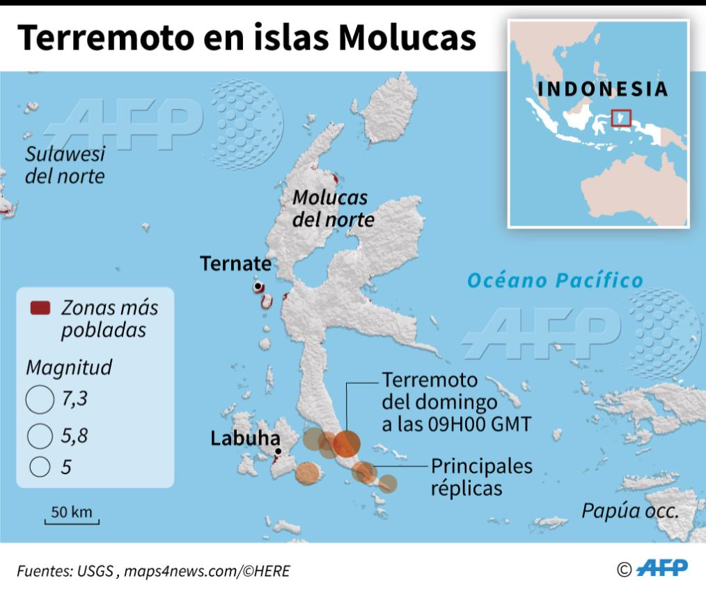 INFOGRAFÍA Mapa de Indonesia localizando el terremoto de magnitud 7,3 ...