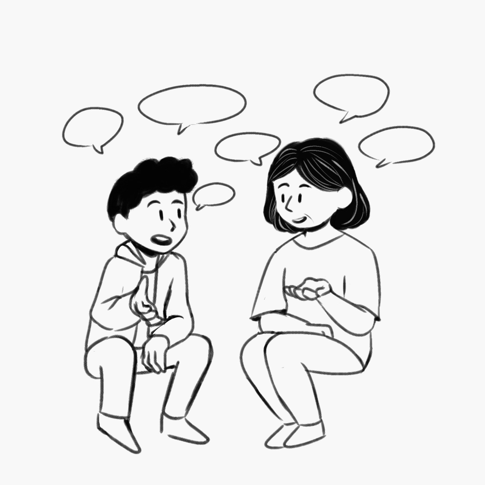 Drawing Of People Talking To Each Other