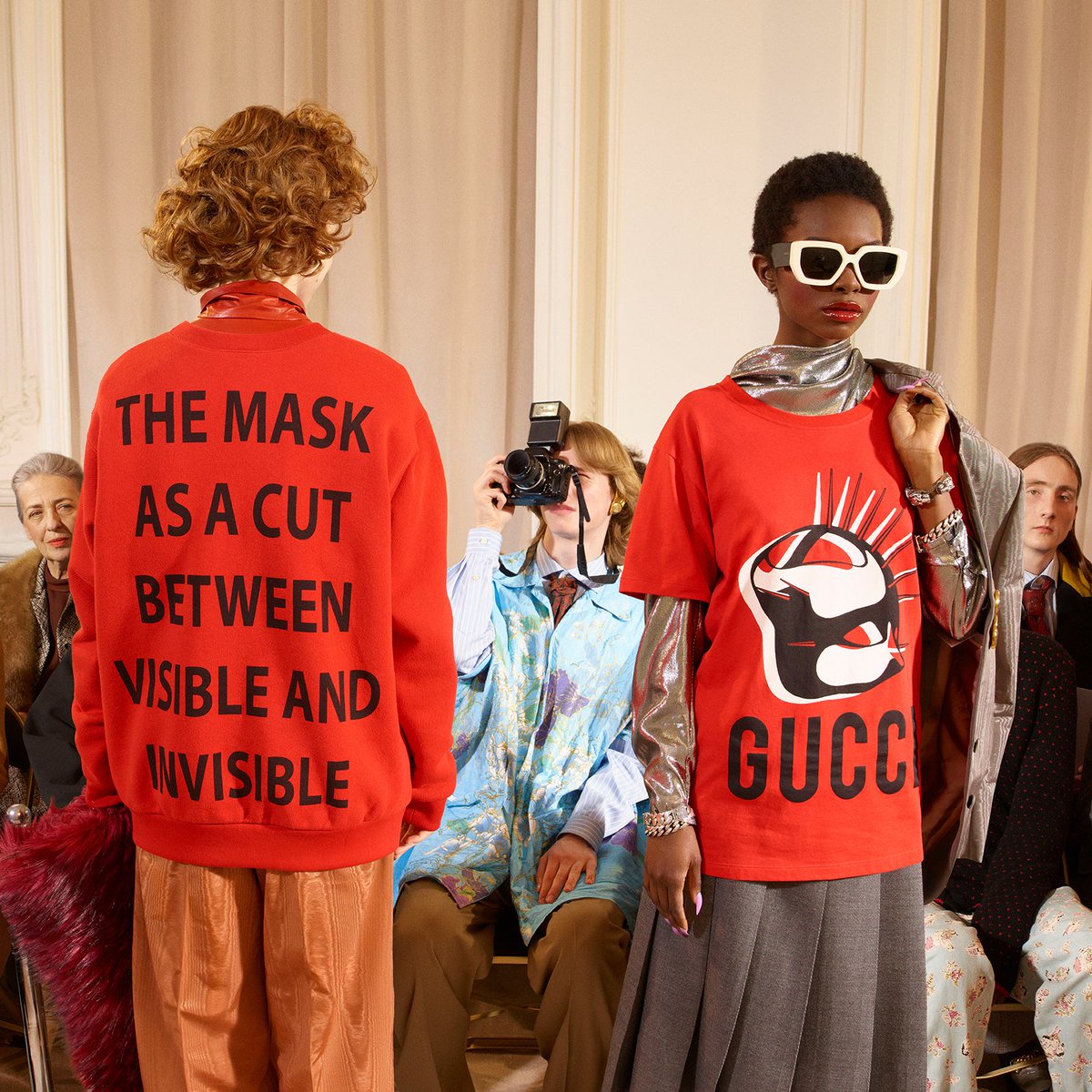 The mask—colored and spiked—seen in the GucciFW19 show, features on a ...