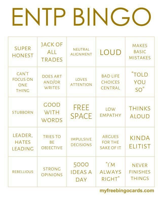 My low effort entp bingo : r/mbti
