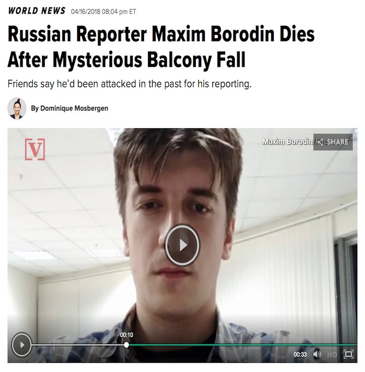 Polly Sigh on Twitter: "Russian reporter Maxim Borodin dies after mysterious balcony fall. He ...
