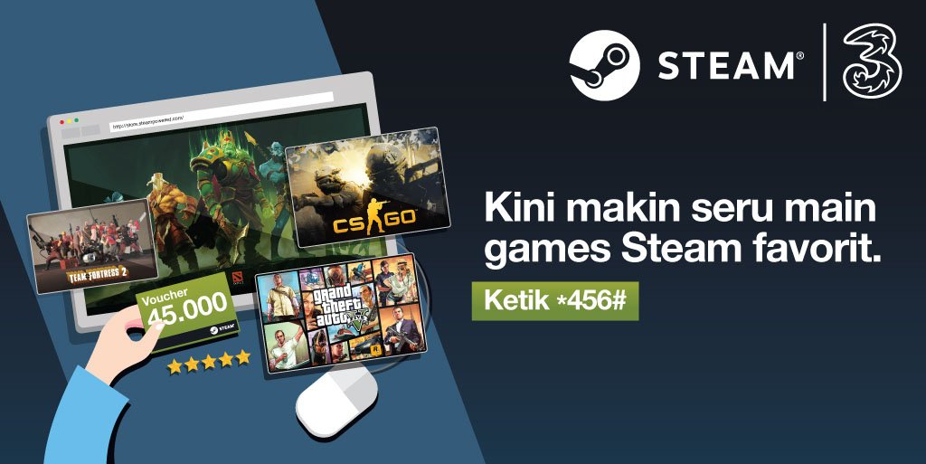3 Indonesia on Twitter: "Lagi seneng maenin game-gamenya Steam? Kamu bisa #BayarPakaiPulsaTri ...
