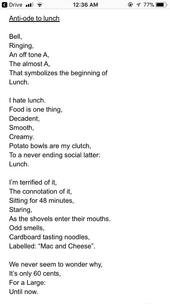 Ode Poems About Food