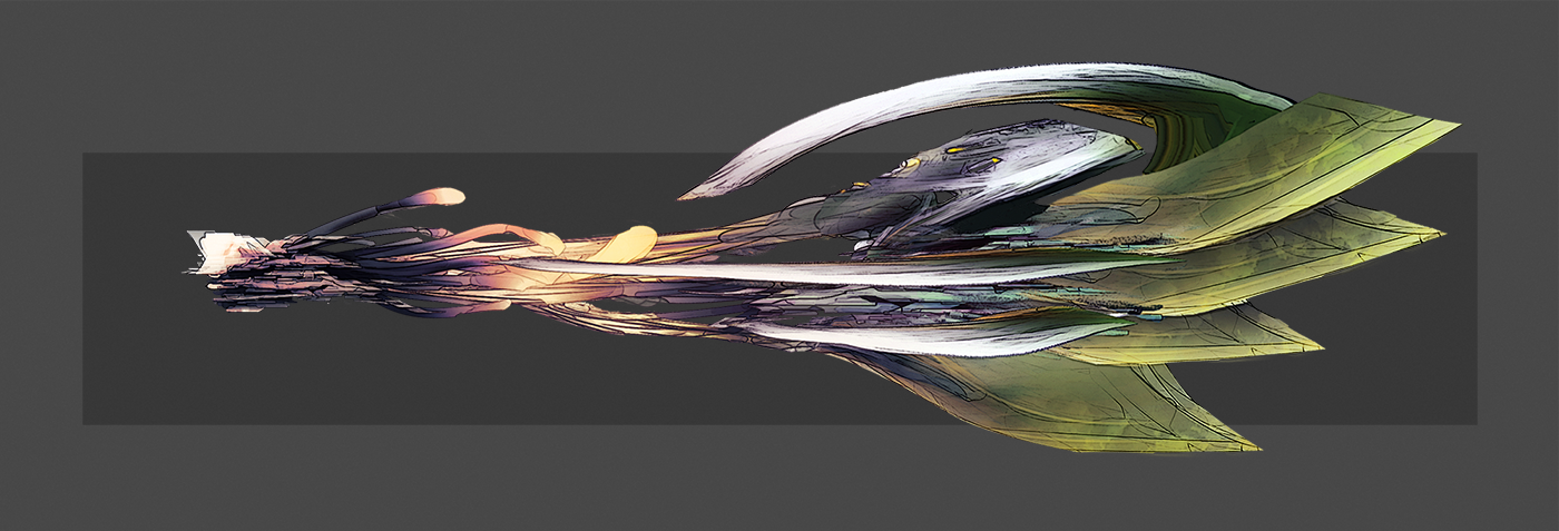 Mark Drummond J on Twitter: "Side view sketch/thumbnail of an organic spaceship. A biological ...