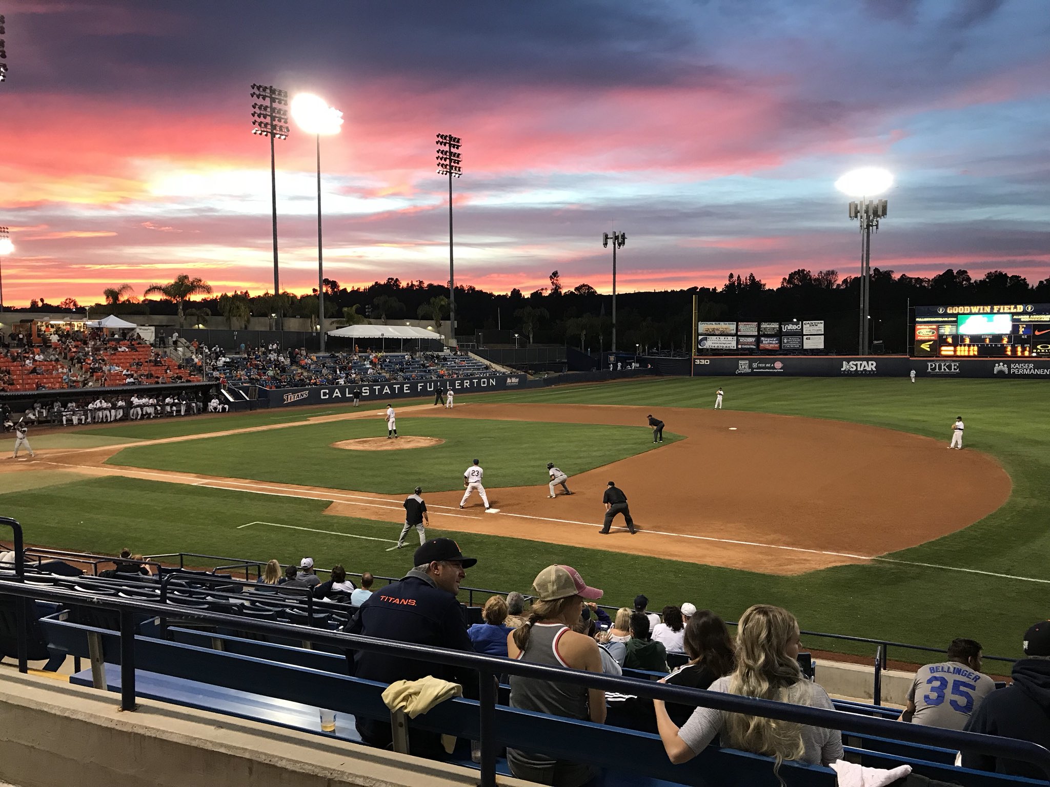 Baseball Stadium At Sunset