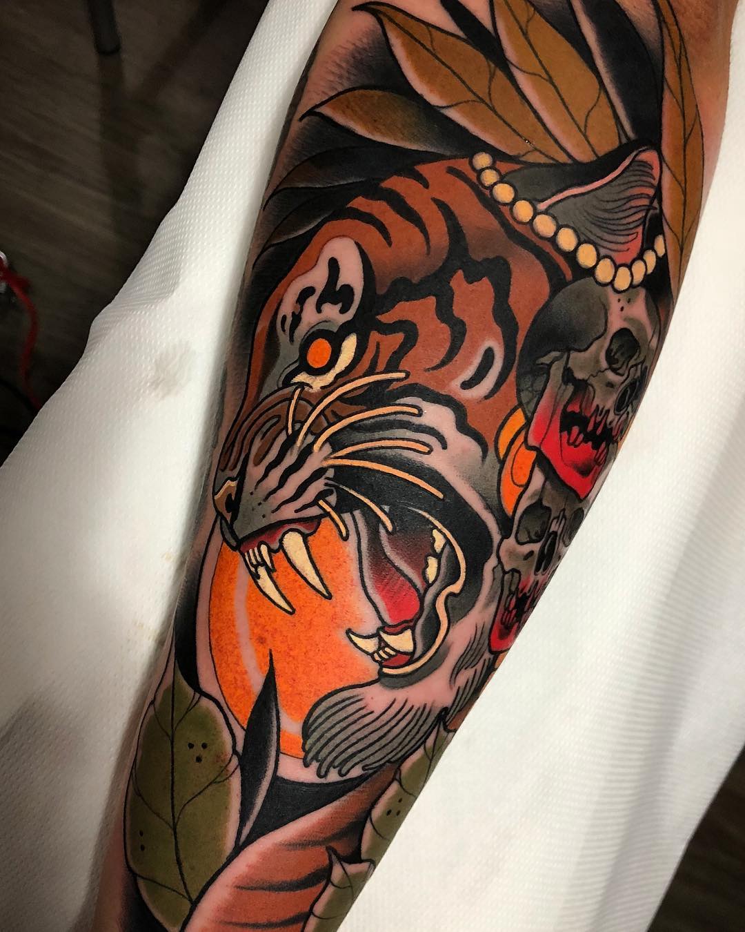 Neo Traditional Tiger Head Tattoo