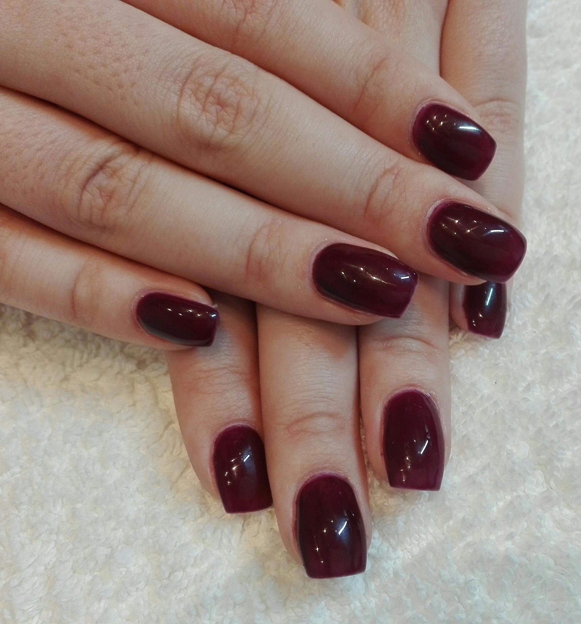 Dark Maroon Acrylic Nails