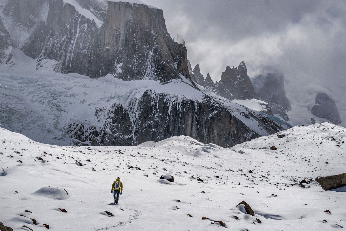 Colin hiking into the Torre Valley to check the conditions. Photo ...