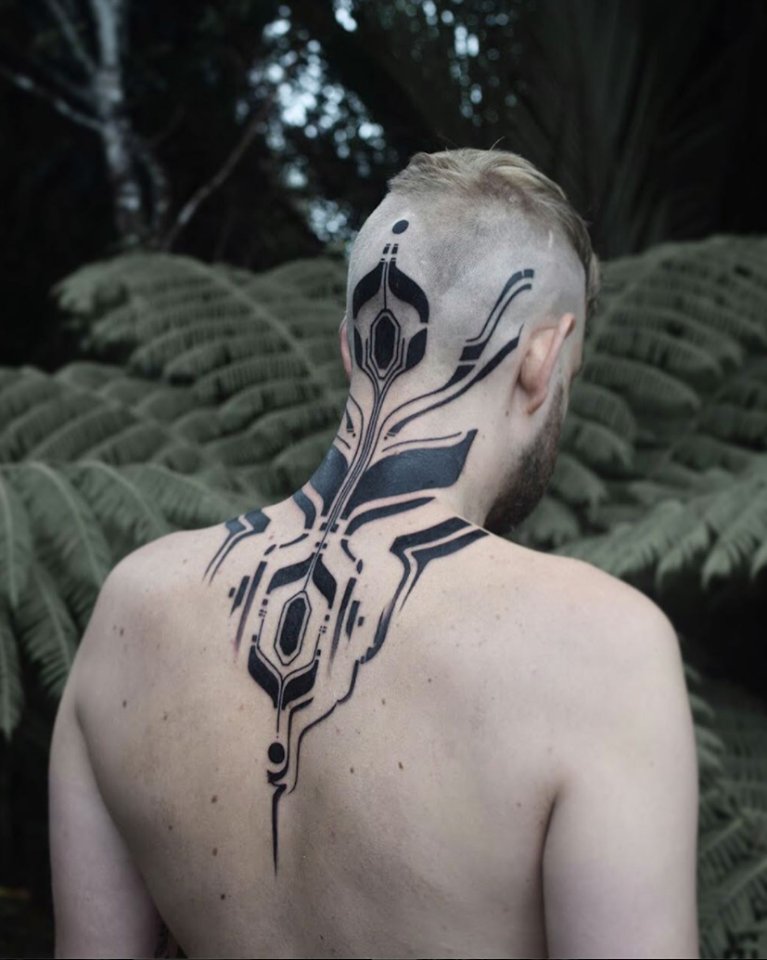 Cyberpunk futuristic tattoo designs photos