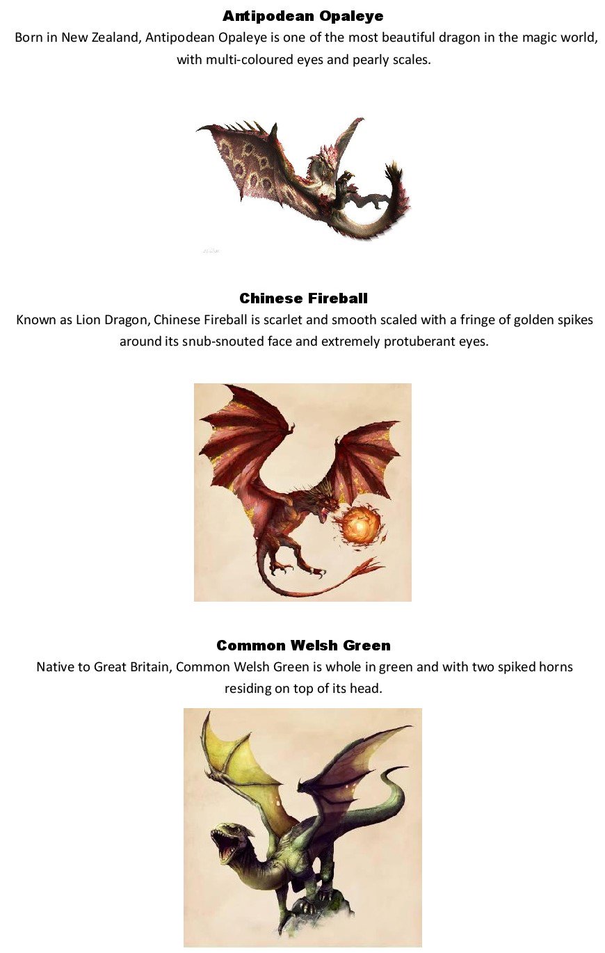 Harry Potter Dragon Types