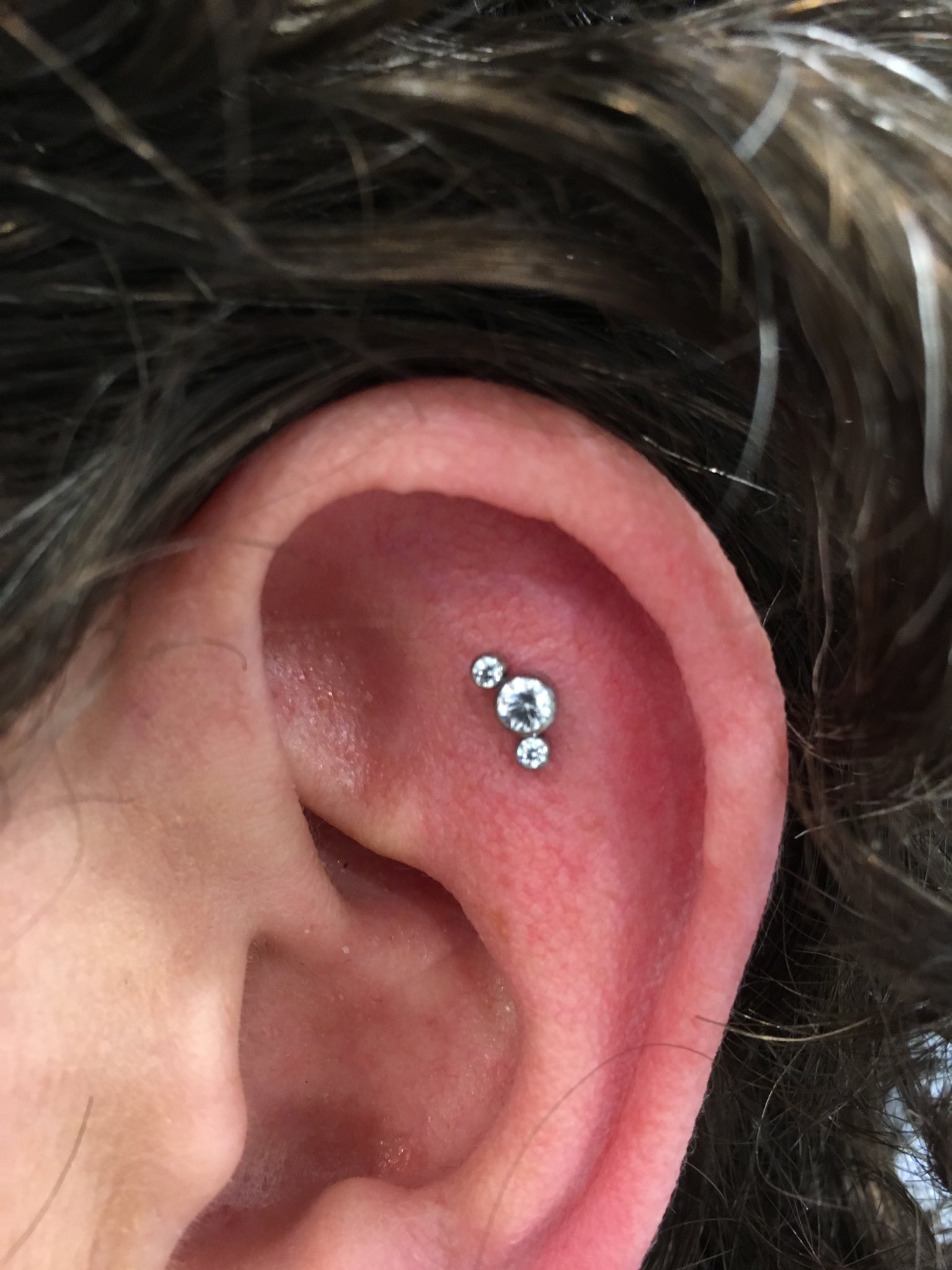 Triple Flat Helix Piercing