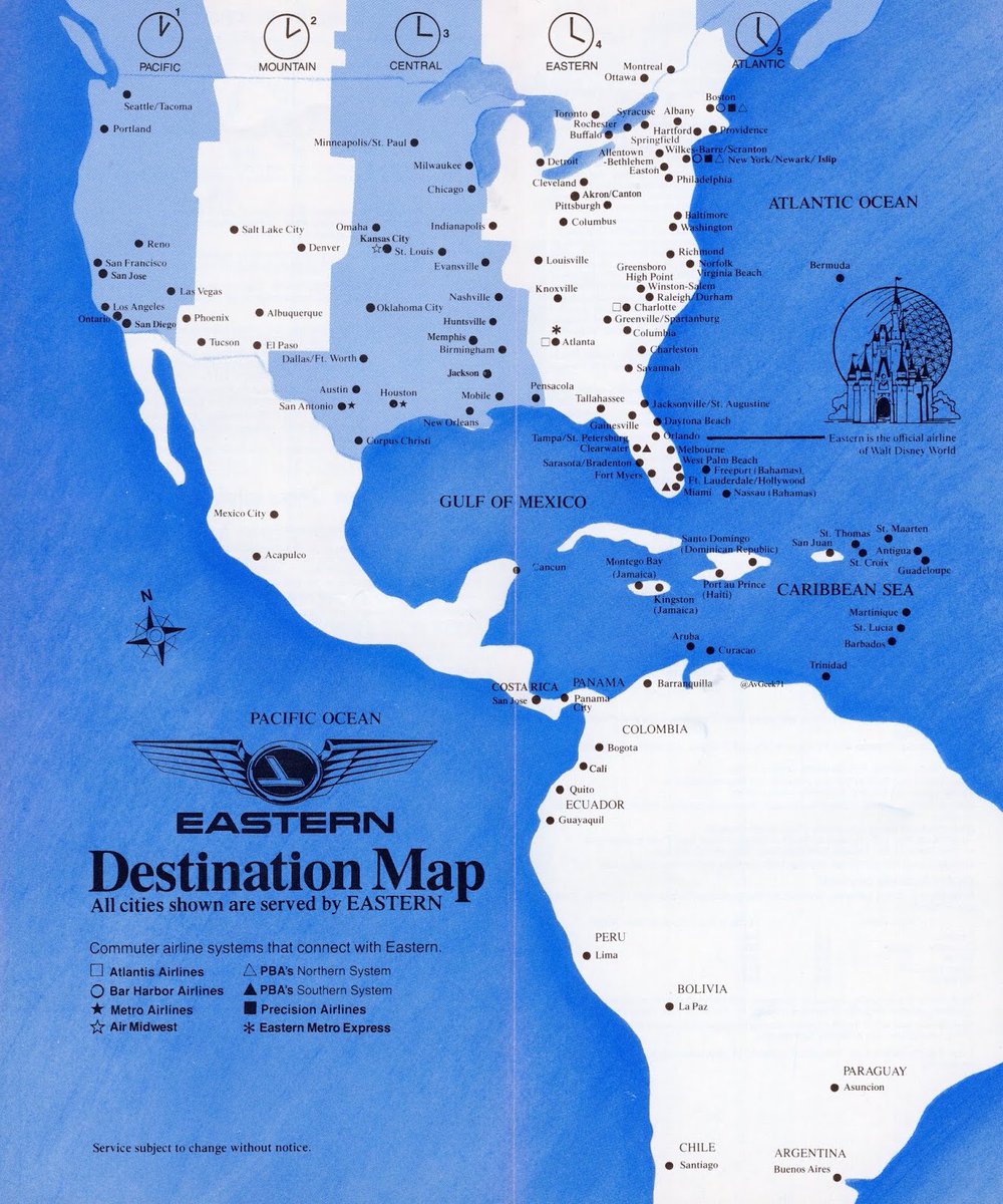 Eastern Airlines Route Map