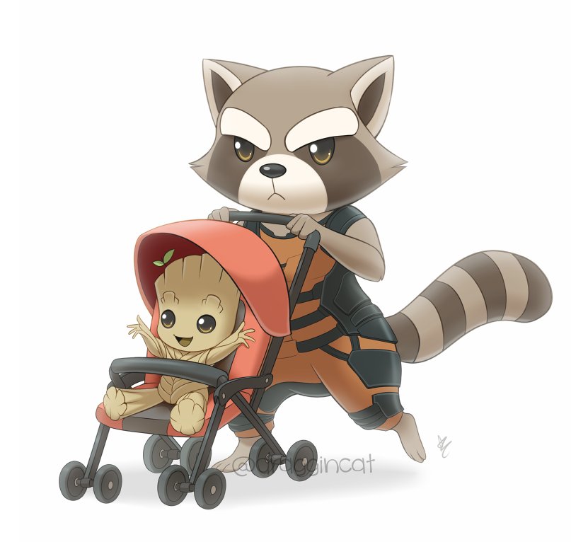 Rocket Raccoon And Groot Chibi