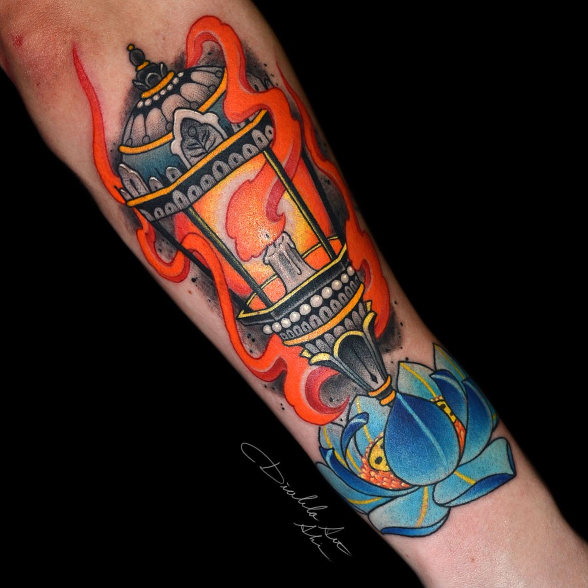 Neo Traditional Lantern Tattoos