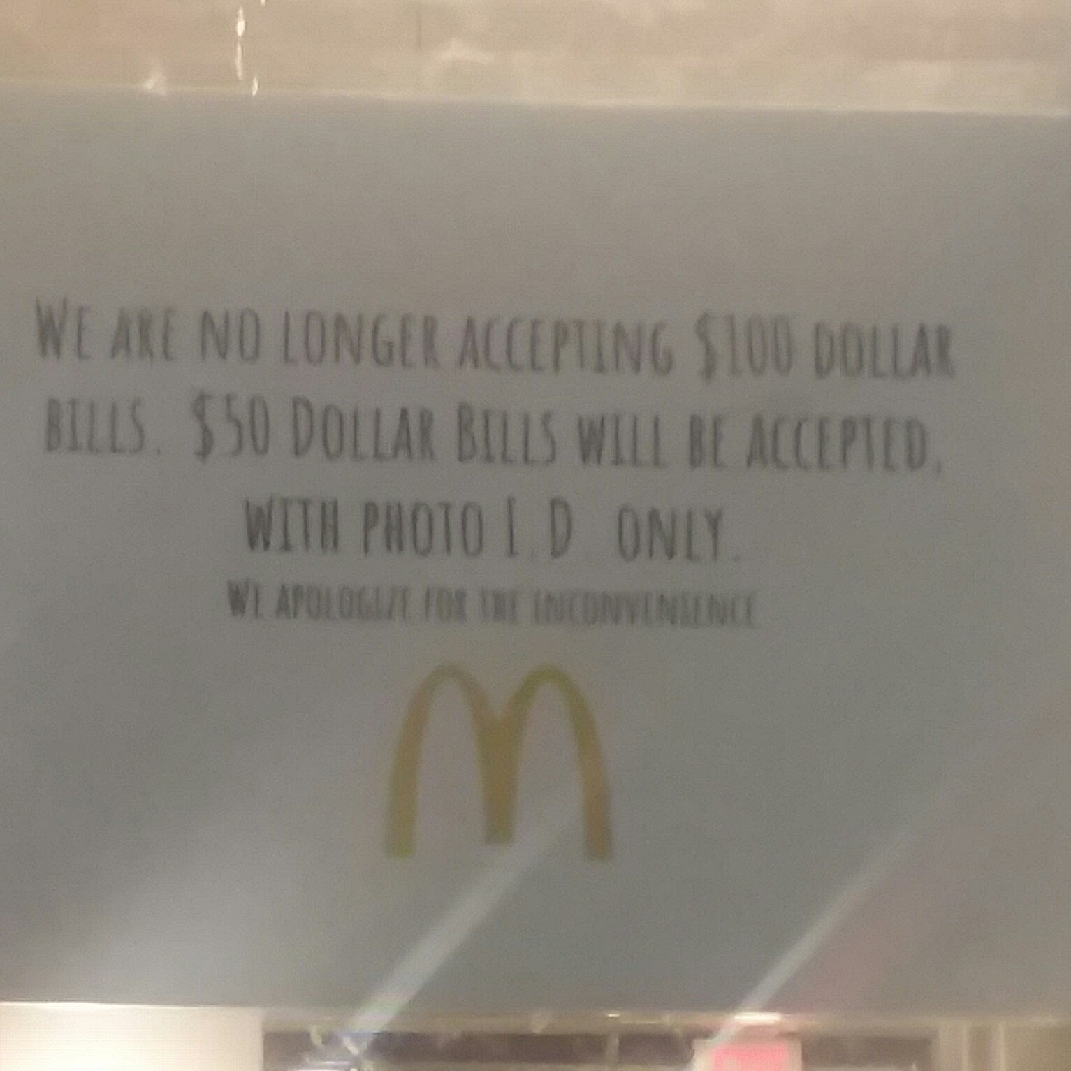 No Dollar Bill Sign
