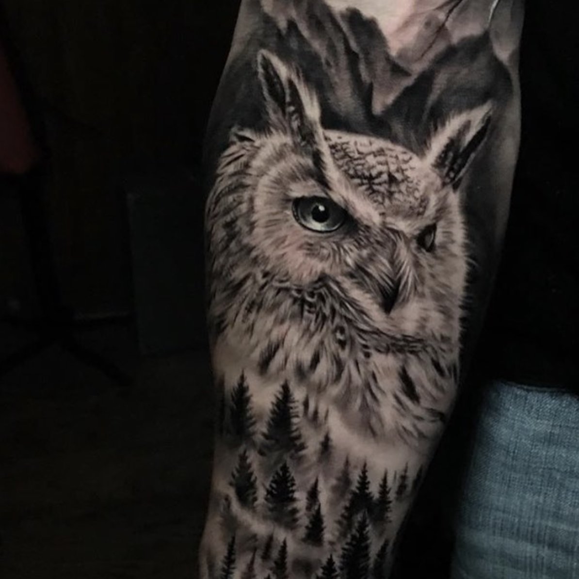Pretty Flying Owl Tattoo