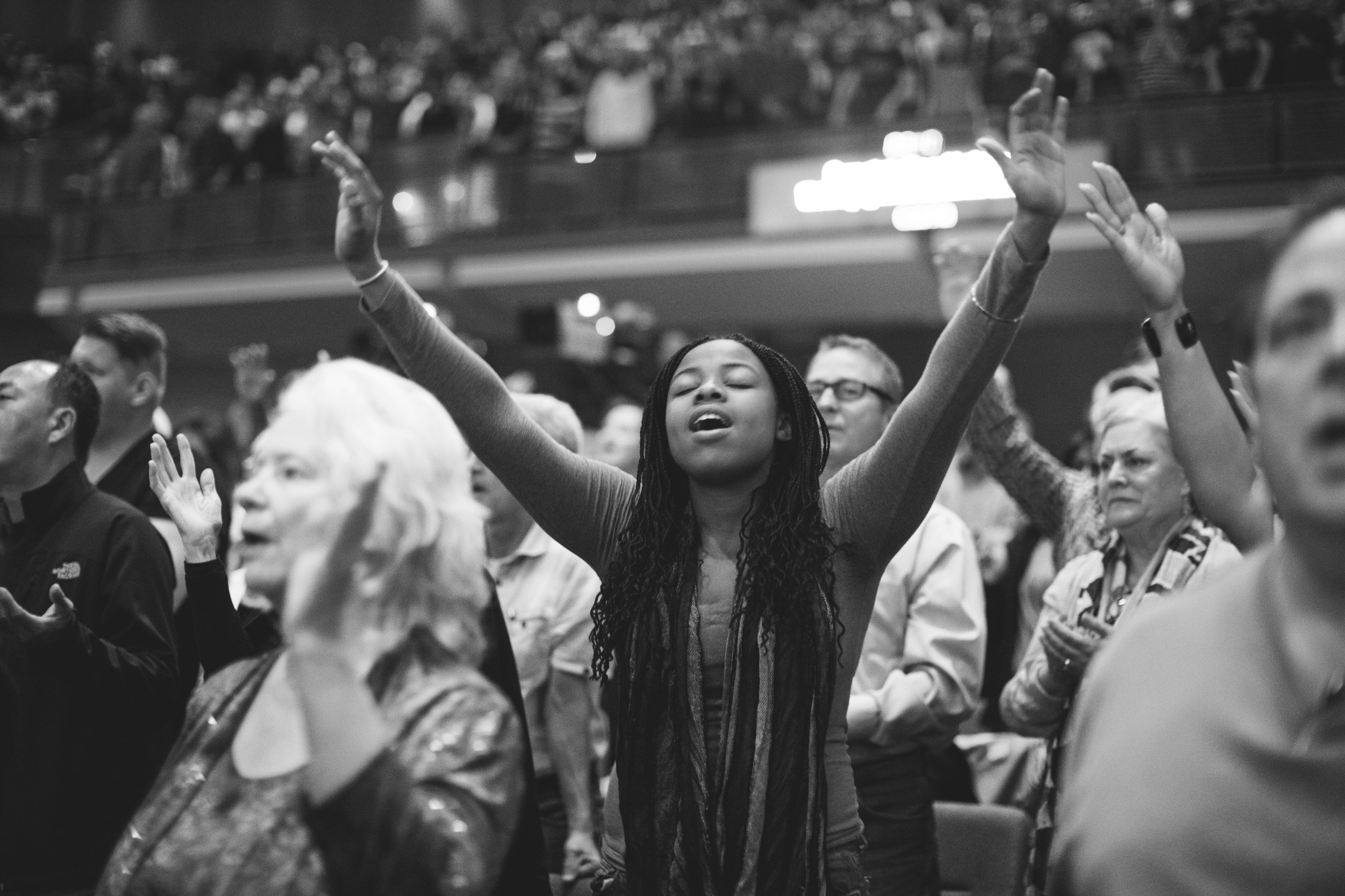 Women Praising God In White