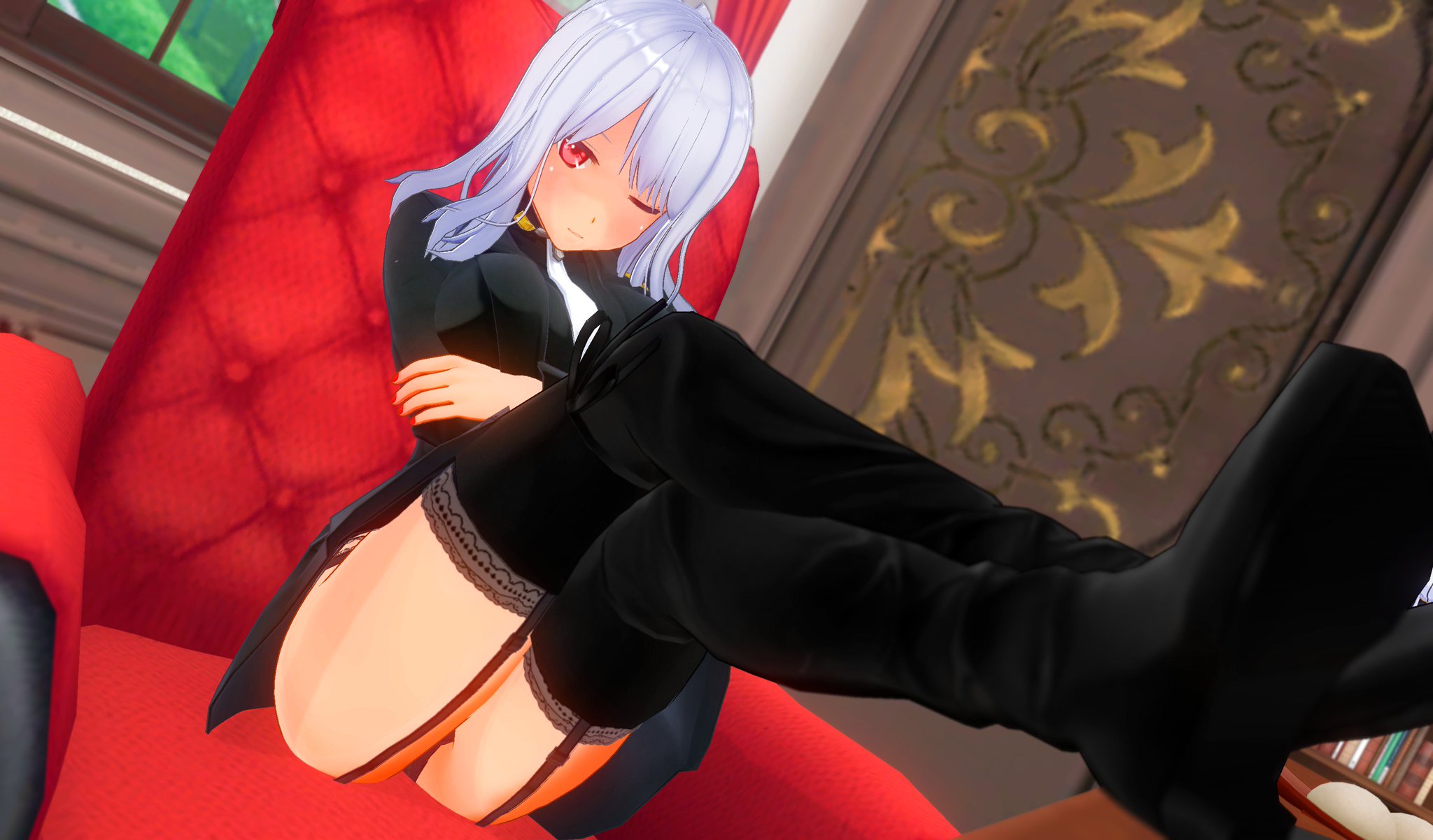 るな@COM3D2 on Twitter: "お題「腕・足組み」 報告待ちオーナー妹ちゃん 足組んだ時に見えるおパンツが好きです #COM3D2 #カスタムオーダーメイド3D2 #cm3d版 ...