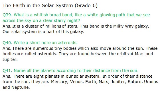 Grade Solar System Questions