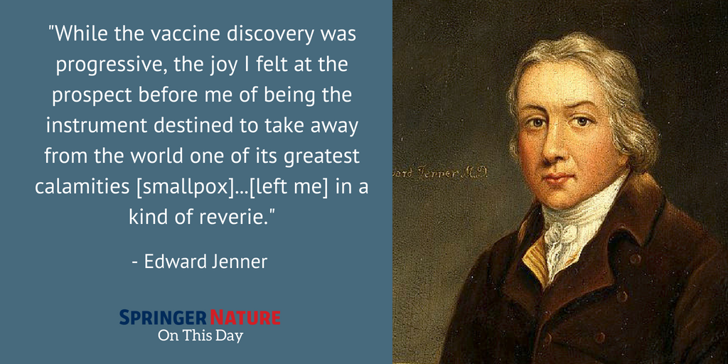 Springer Nature on Twitter: "#OnThisDay in 1796, Edward Jenner, often ...