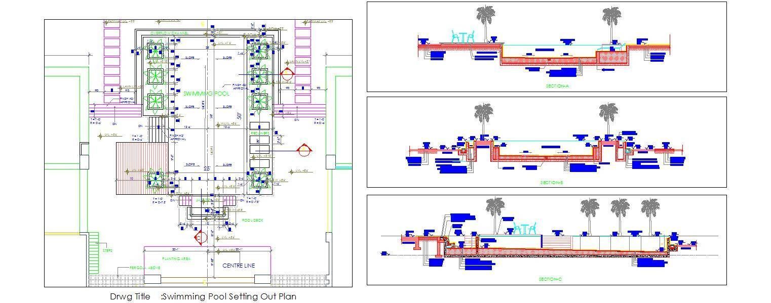 Autocad Swimming Pool Design