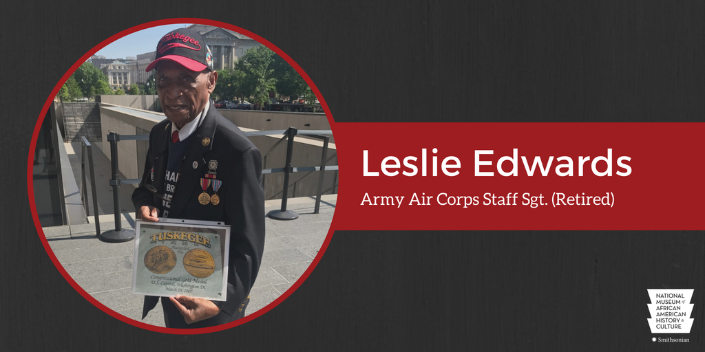 93-year-old Tuskegee Airman Leslie Edwards made it to our Museum today ...