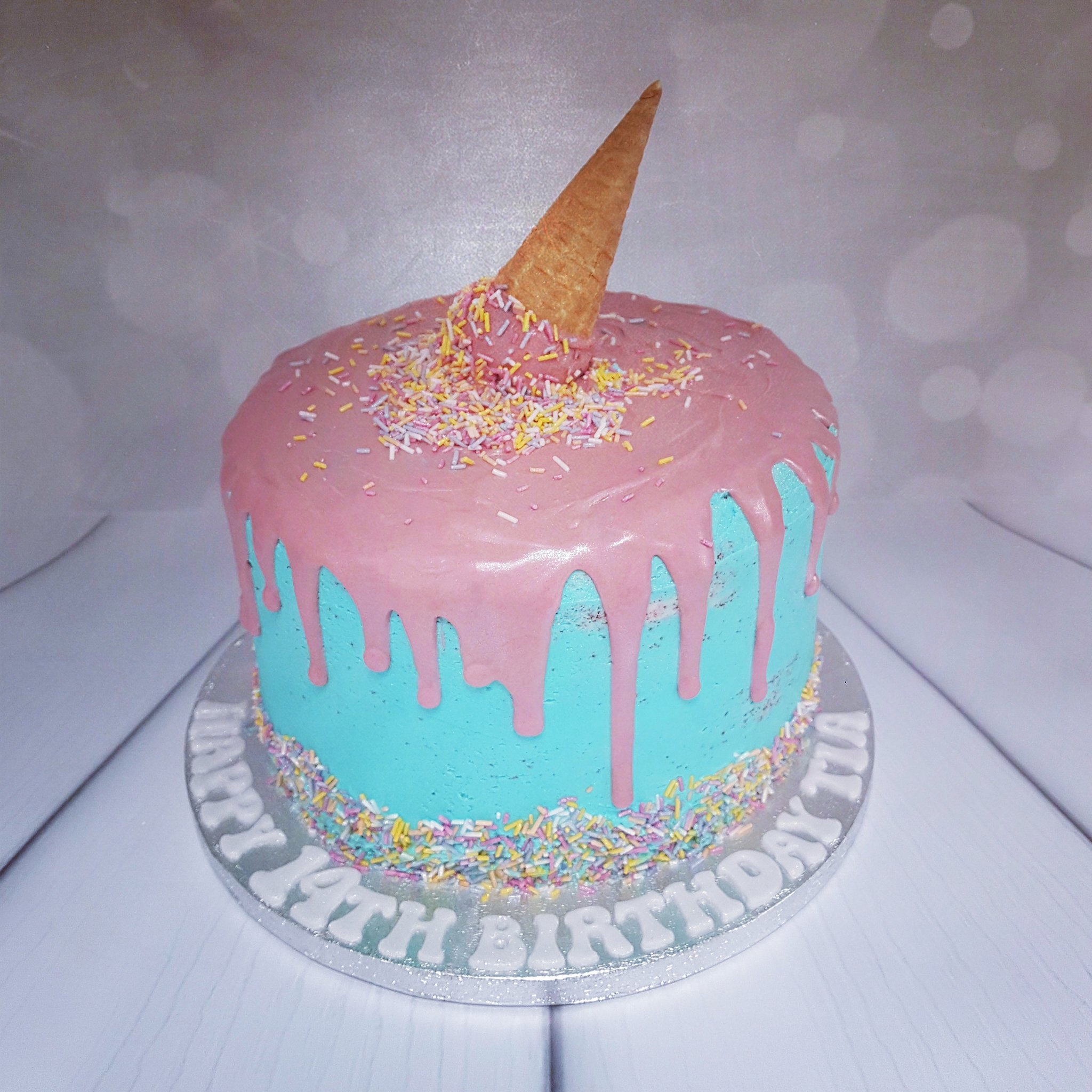 14th Blue Birthday Cake