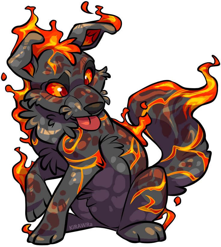 Anime Fire Wolf Pup