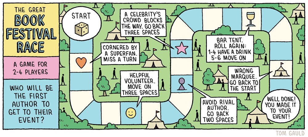The Great Book Festival Race' (for yesterday's @guardianrev」Tom Gauldの漫画