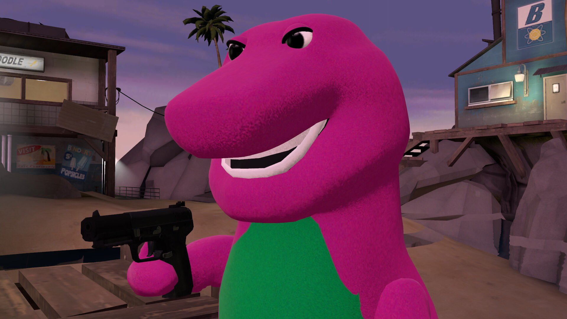 Barney The Dinosaur With A Gun