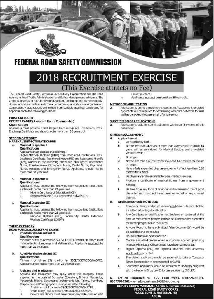 Everything you should know about the FRSC recruitment - Information Nigeria