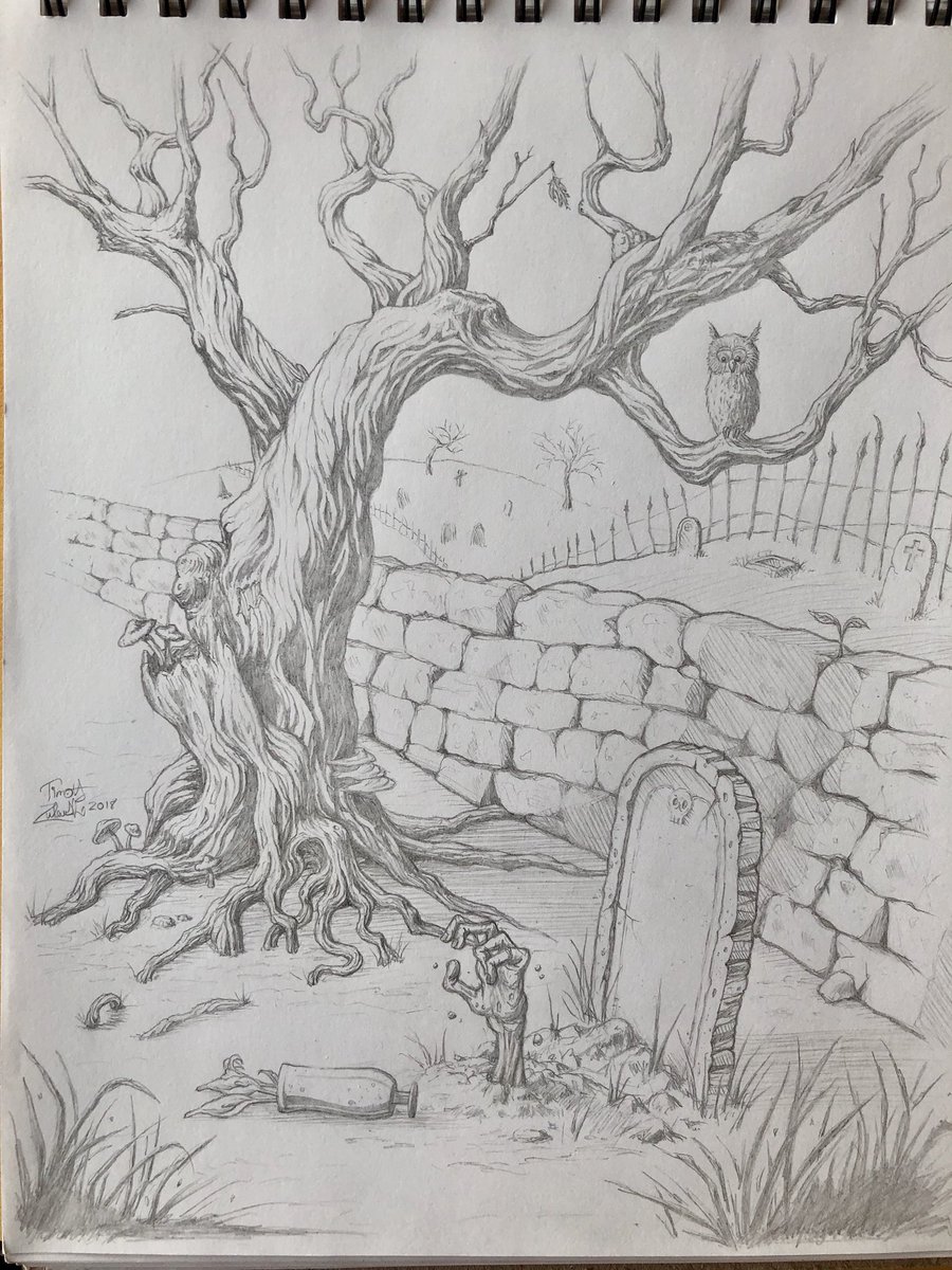 Graveyard Pencil Drawings