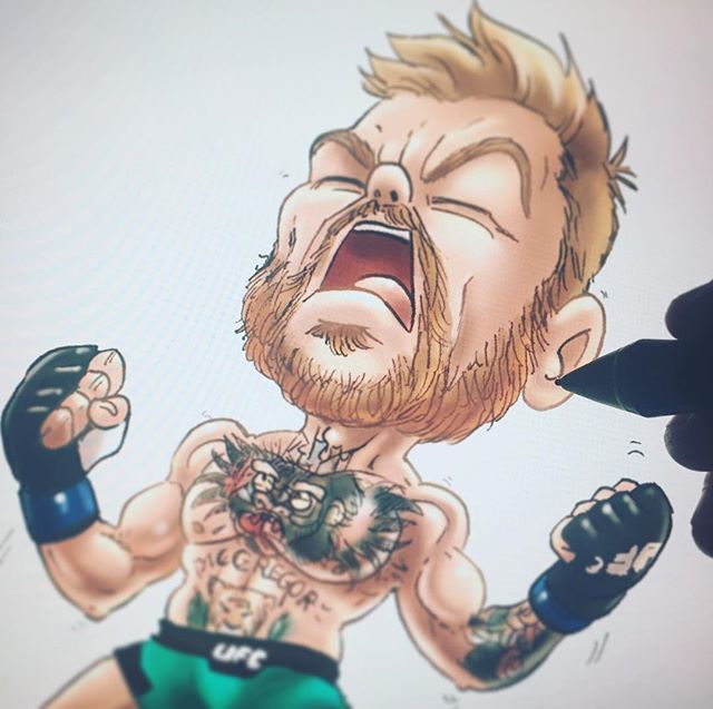 Ufc Cartoon Drawings Classic Vector Logo, Mma Fighter, Full Body, Ufc