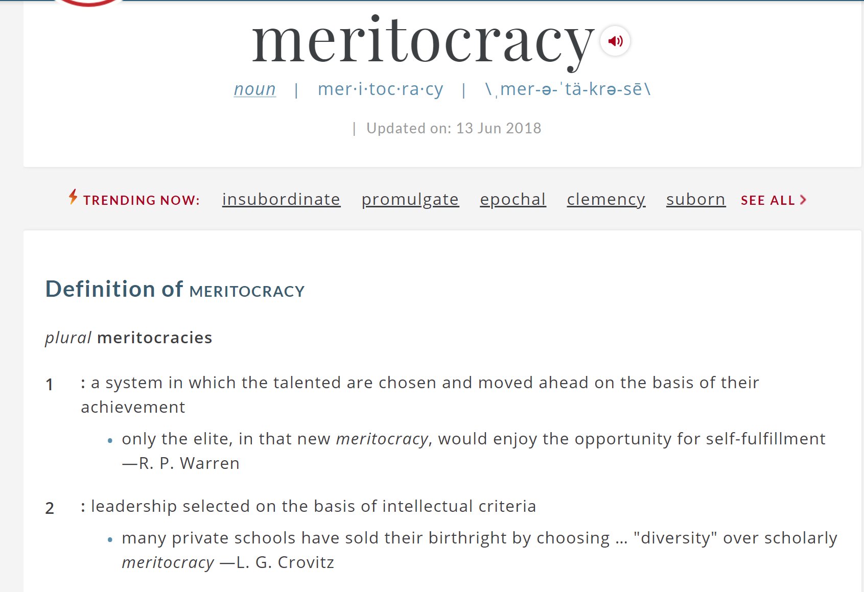 Meritocracy Definition