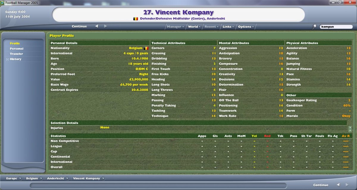 Football manager 2005 - startoffer