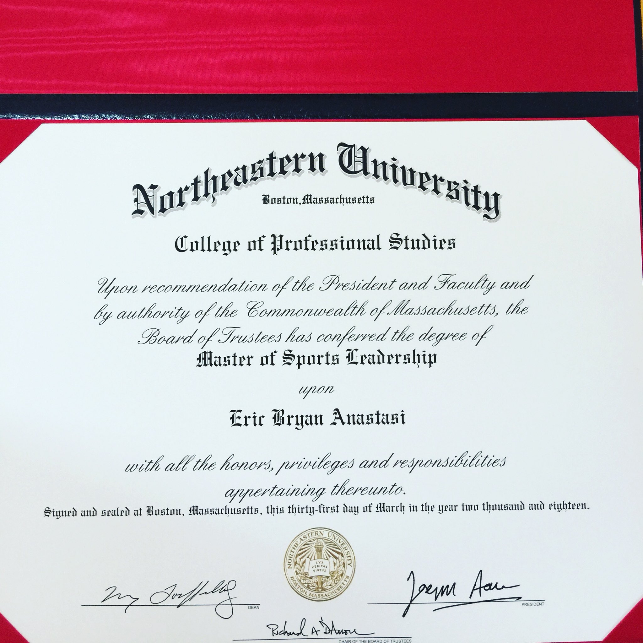 Northeastern College Of Professional Studies Diploma