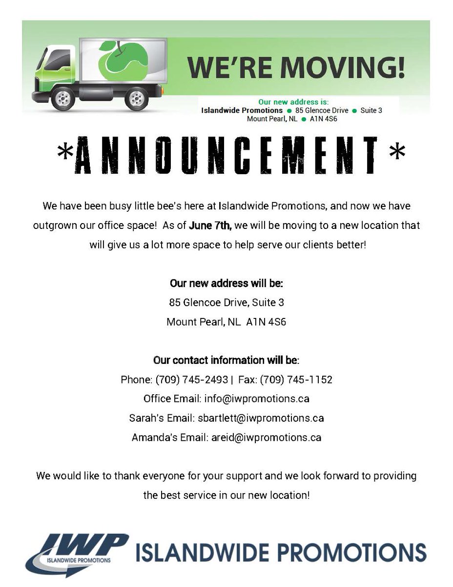 We Are Moving Office Notice