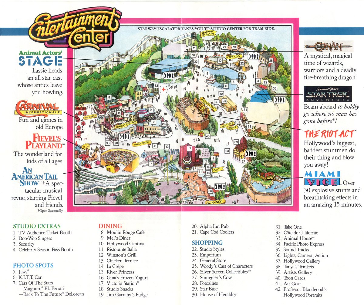 Universal Studios Hollywood Map 1990