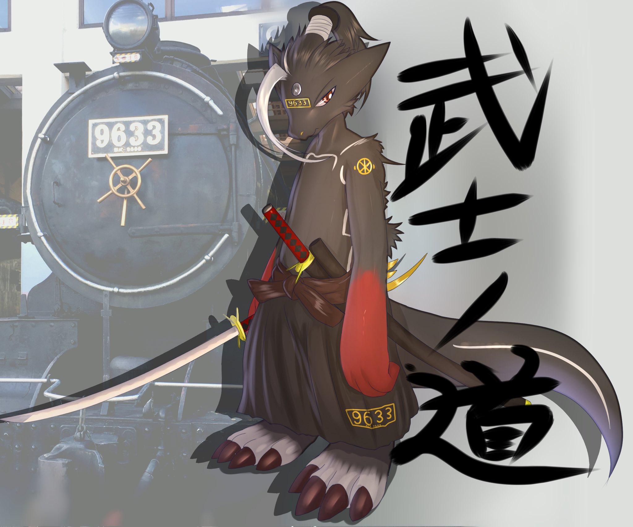 ほぴスポ on Twitter: "蒸気機関車擬獣化 9600形9633号機 黒左衛門殿 大正生まれの武士道機関車 https://t.co/h72zC0BCdL" / Twitter