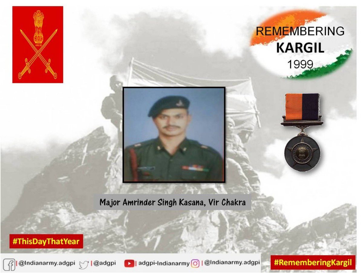ADG PI - INDIAN ARMY on Twitter: "13 June 1999. Major Amrinder was the Battery Commander for ...