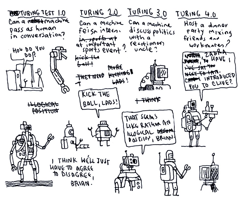 「Sketchbook doodles and finished Turing Test cartoon for @new」Tom Gauldの漫画